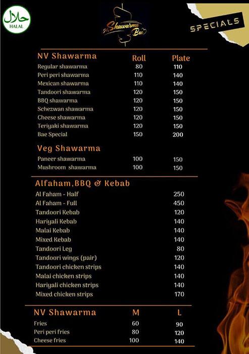 Menu at My Shawarma Bae, Coimbatore