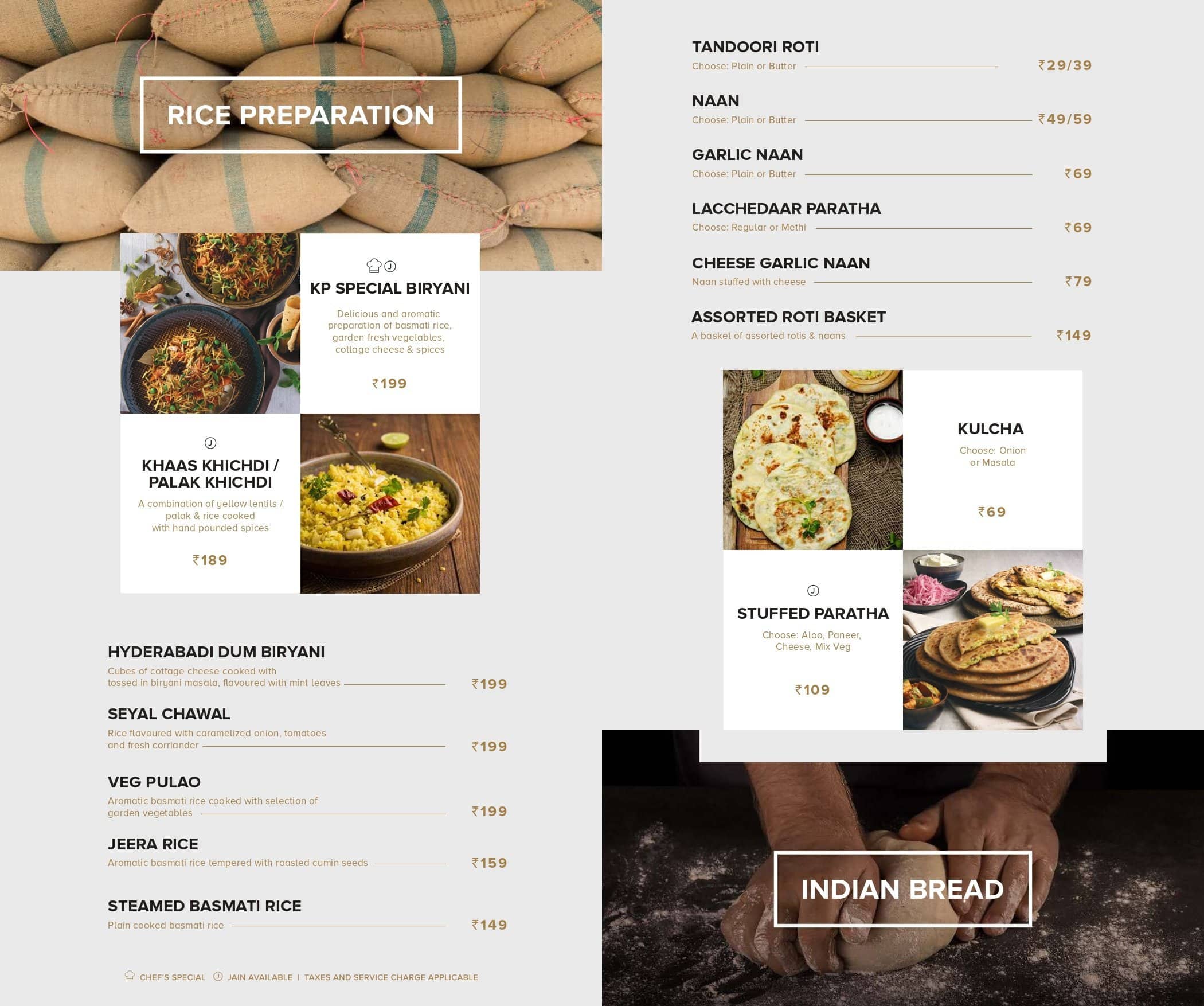 Menu at Kailash Parbat, Vellore, C8 & C9 Phase 1