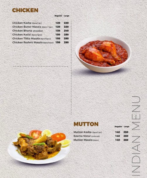 Menu at Hatari, Kolkata, CF 149
