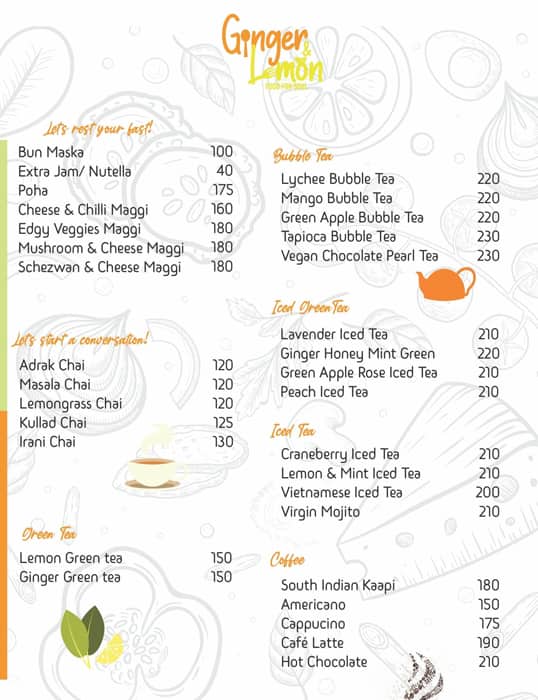 Menu of Ginger & Lemon, Aundh, Pune