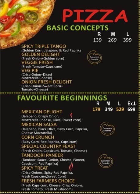 Menu of Pizza Galleria, Azadpur, New Delhi