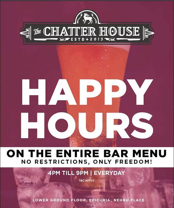 Menu of The Chatter House, Epicuria, Nehru Place, New Delhi