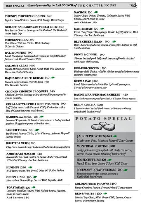 The Chatter House Menu, Menu for The Chatter House, Nehru Place, New ...
