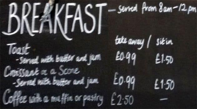 Menu at Peckham's, Glasgow, 124 Byres Road