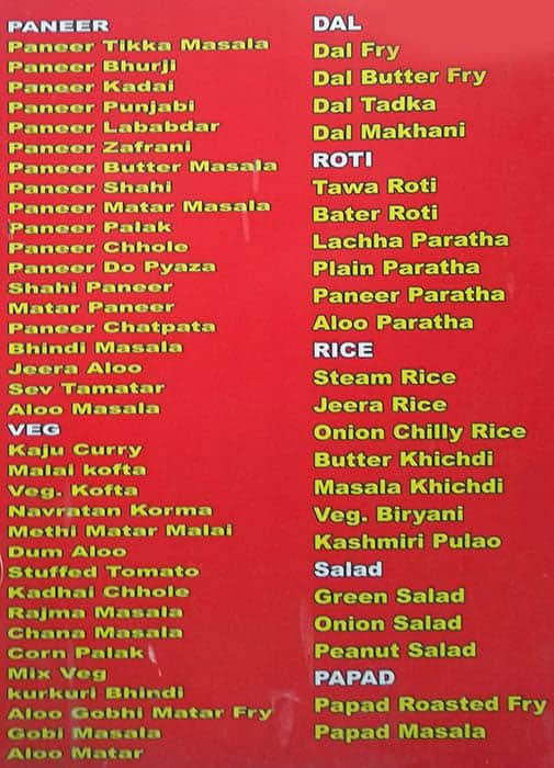 Menu at New Nakoda Snacks Centre, Indore