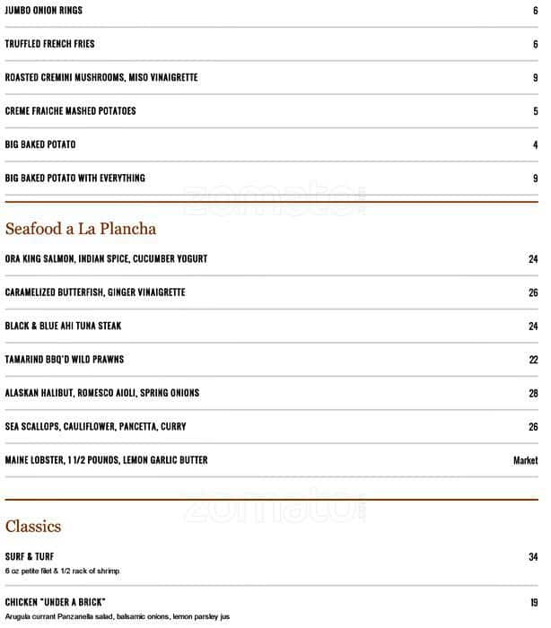 Menu at Stark's Steak & Seafood restaurant, Santa Rosa