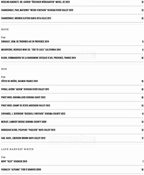 Menu at Stark's Steak & Seafood restaurant, Santa Rosa