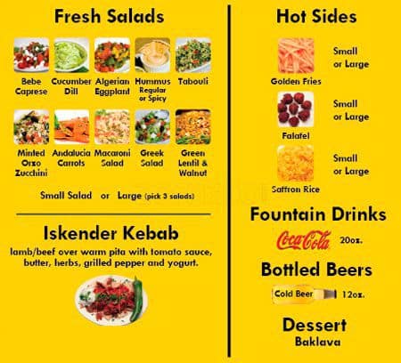 Menu at The Kebab Shop fast food, Encinitas, 127 N El Camino Real