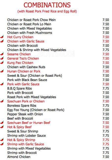 Menu at Lim Fong's Delight III restaurant, Westampton