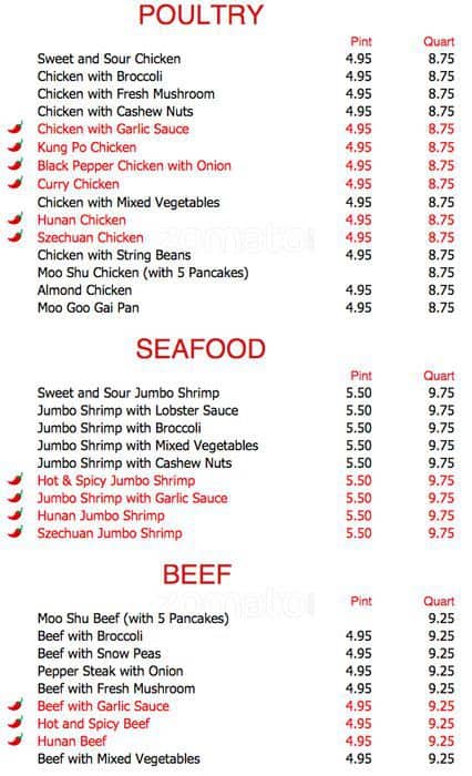 Menu at Lim Fong's Delight III restaurant, Westampton