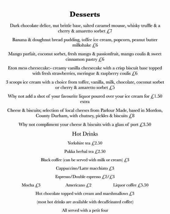 Menu at The Peppermill Bistro restaurant, Billingham