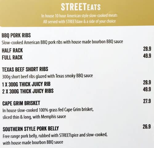 Menu at 51st Street restaurant, Brisbane City, 325 George St