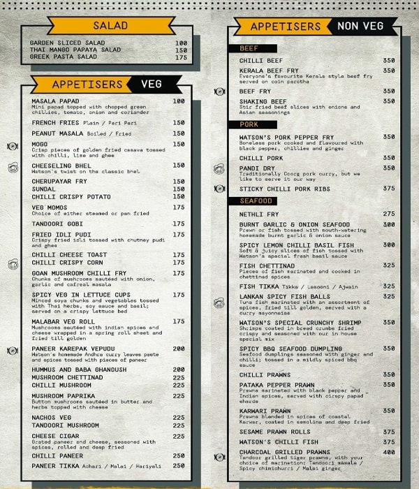 Menu of Watson's, T. Nagar, Chennai