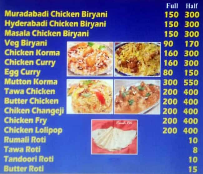 Menu of Al-Shama Chicken Biryani Corner, Laxmi Nagar, New Delhi