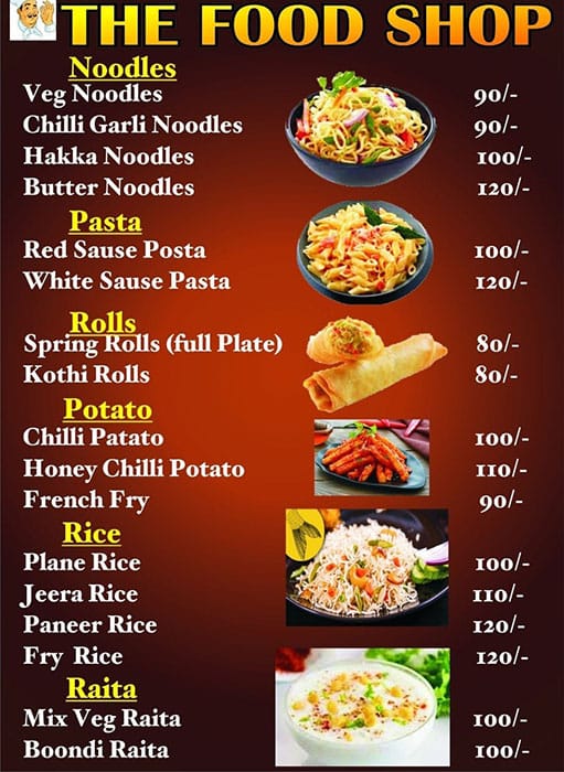 Menu of The Food Shop, Shastri Nagar, Meerut
