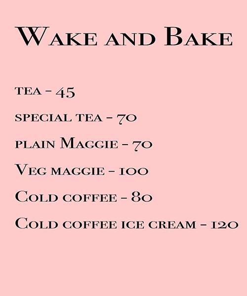 Menu of Wake And Bake, Pashan, Pune