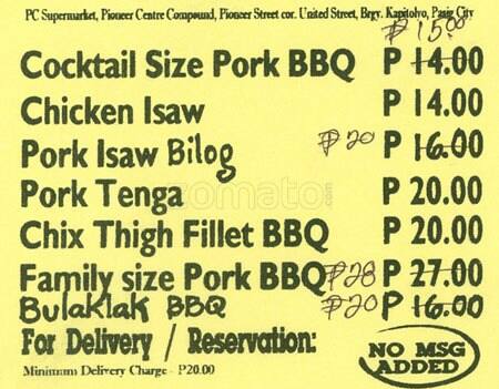 Carta de Maya's Delicious Barbeque, Mandaluyong, Cherry Foodarama