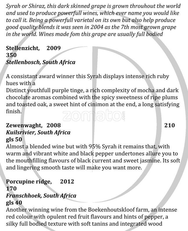 Menu at Dish Inn On The Square Hotel restaurant, Cape Town, Greenmarket ...