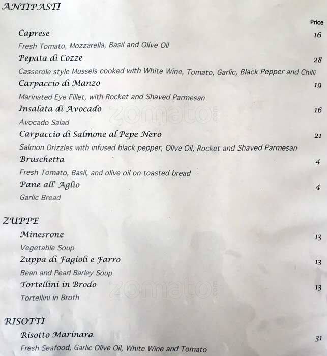 Rossini Ristorante Italiano Menu - Urbanspoon/Zomato