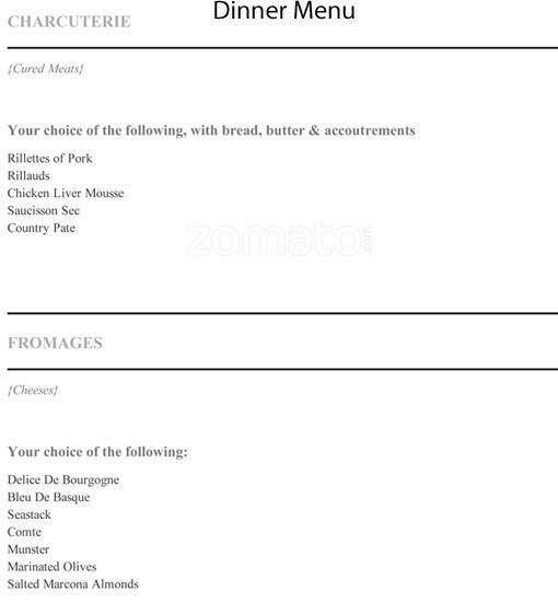 Menu at Le Grand Bistro Americain steakhouse, Kirkland