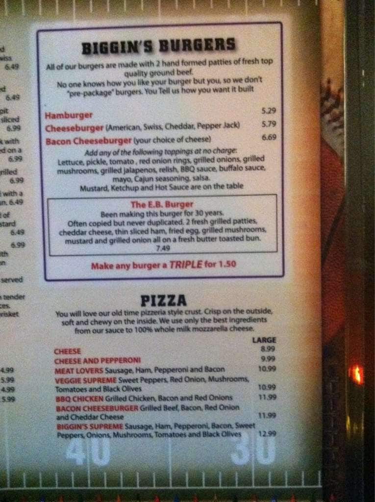 Menu at Emerson Biggins pub & bar, Wichita, 808 E Douglas Ave