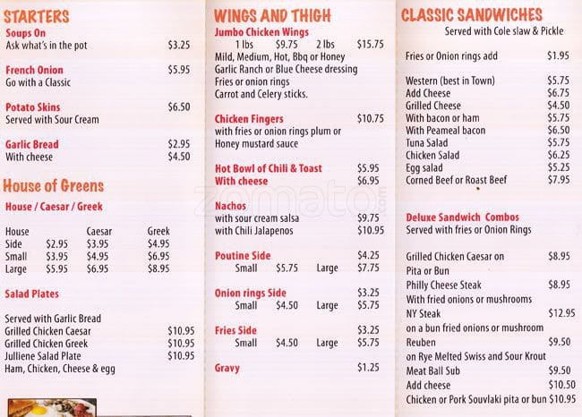 Menu at Big Daddy's restaurant, Richmond Hill, 460 Elgin Mills Rd E