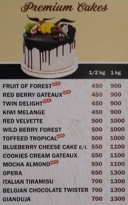 Menu at Chef Bakers Arakere, Bengaluru