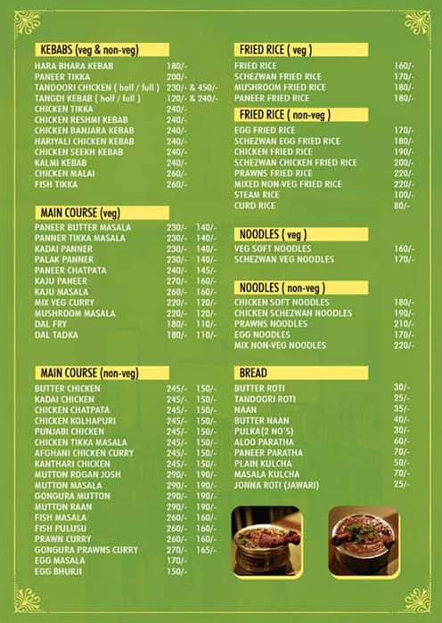 Menu at MAMIDI CHIGURU RESTAURANT, Hyderabad