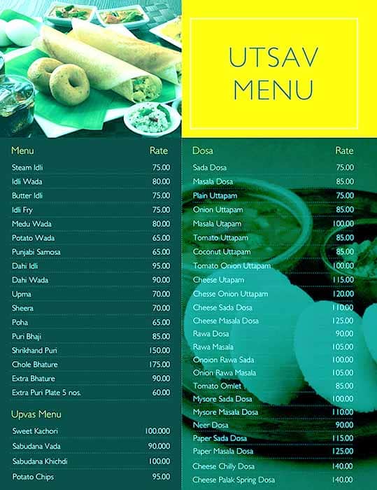 Menu of Utsav, Mulund West, Mumbai