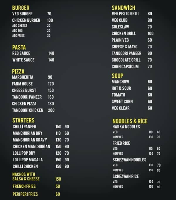Menu of Cafe City Point, Undri, Pune