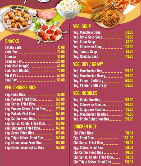 Menu of Swad Kitchen, Fort, Mumbai