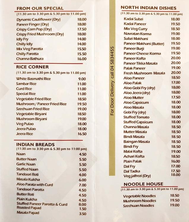 Menu of Vasanta Bhavan Indian Vegetarian Restaurant, Al Nahda, Dubai