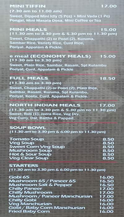 Menu at Vasanta Bhavan Vegetarian Restaurant | Al Karama Dubai, Dubai ...