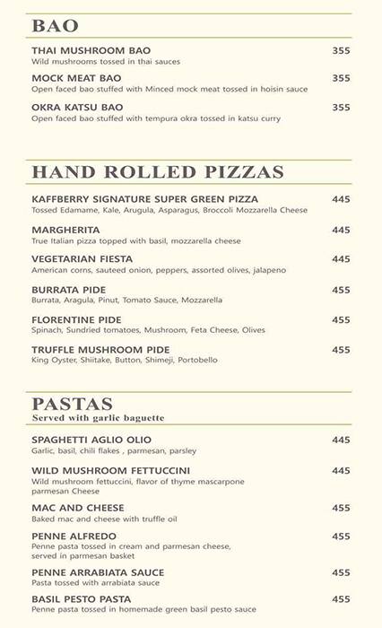 Menu at Kaffberry, Bahu Plaza, Jammu