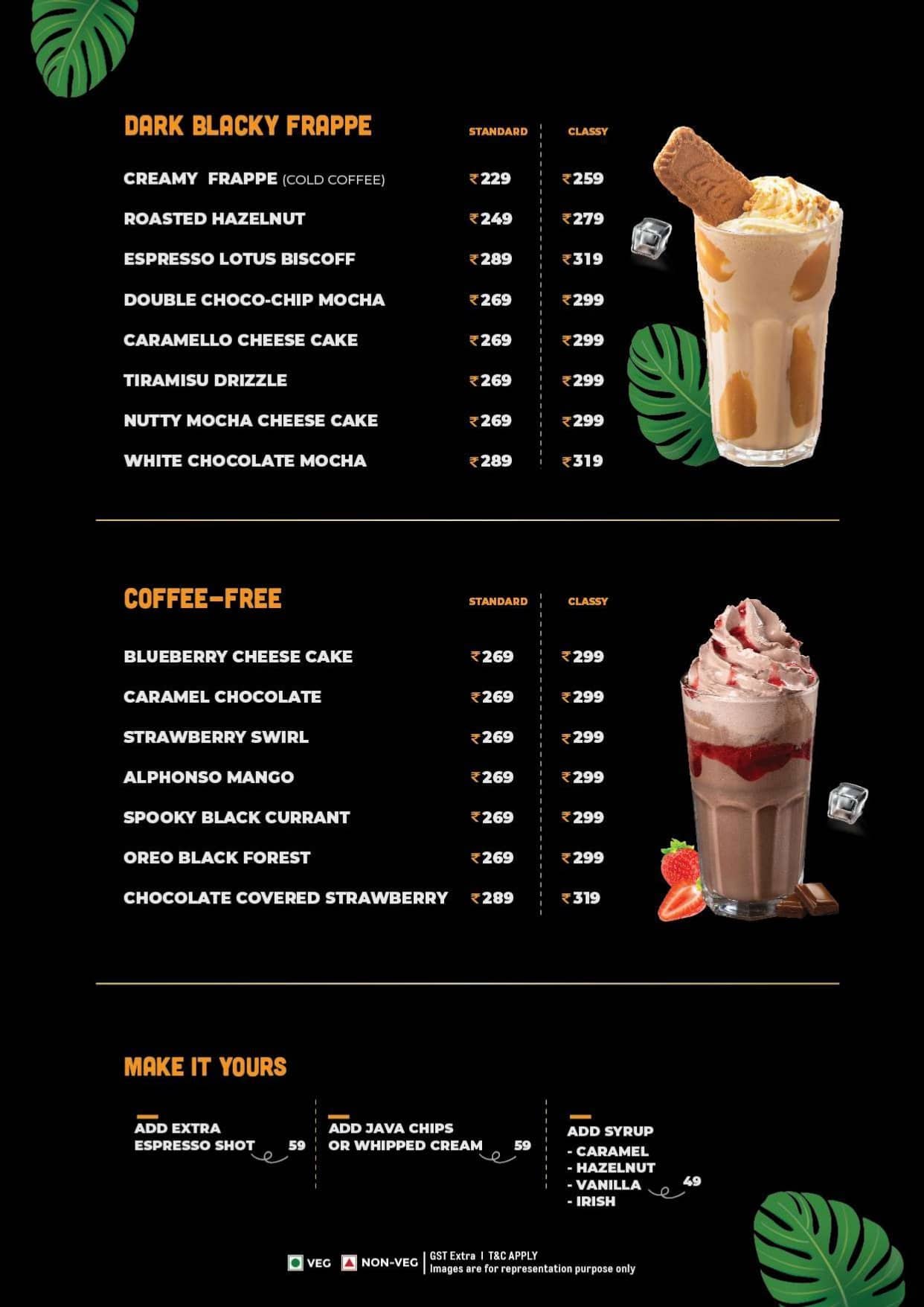 Menu of The Black Coffee Cafe, Sector 49, Gurgaon