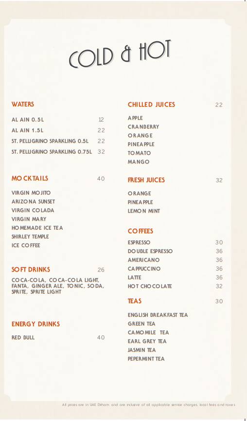 Menu of Belgian Cafe - InterContinental Hotel, Al Khubeirah, Abu Dhabi