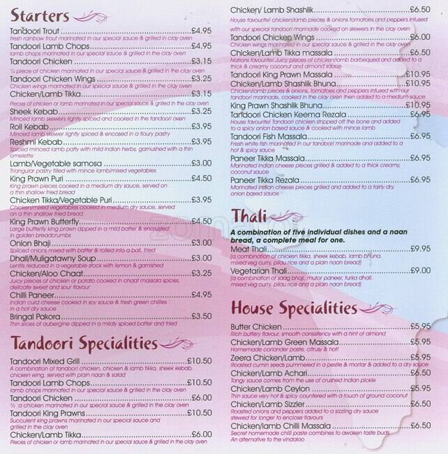 Menu at Memories Of India restaurant, Stanmore, 12 Buckingham Parade ...