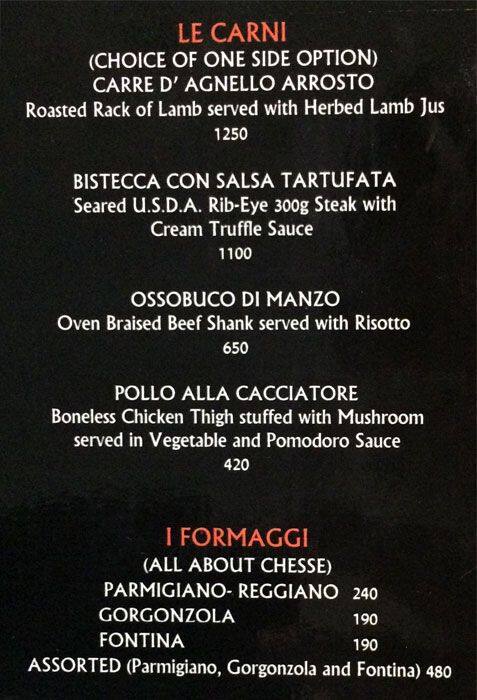 Menu at Lucia Restorante restaurant, Makati