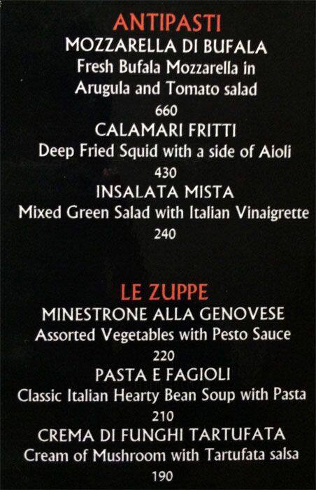 Menu at Lucia Restorante restaurant, Makati