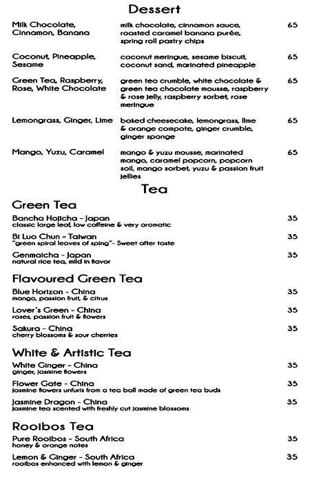 Menu at Koi Fourways restaurant, Randburg, Design Quarter
