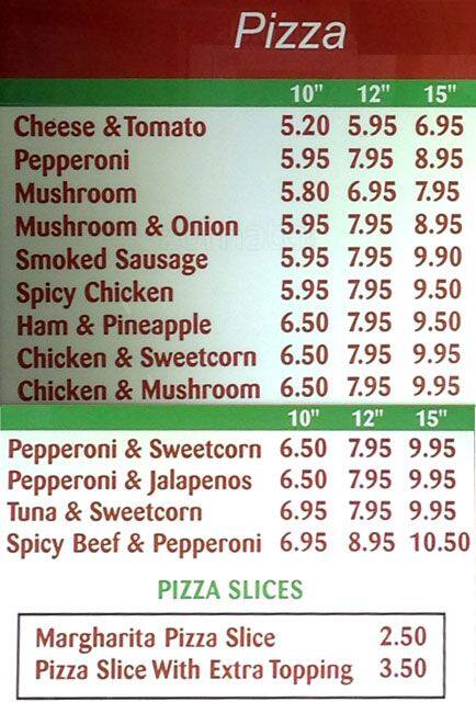 Menu at Pizza Crolla pizzeria, Glasgow, 99 Hope St