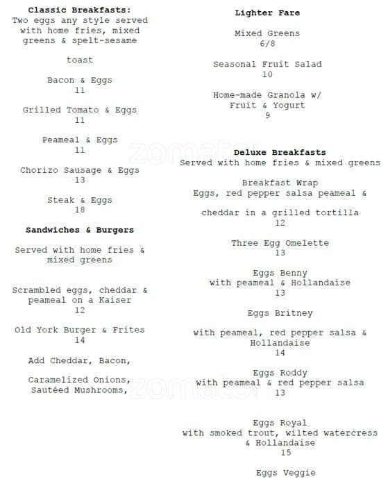 Old York Bar And Grill Menu, Menu for Old York Bar And Grill, Niagara ...