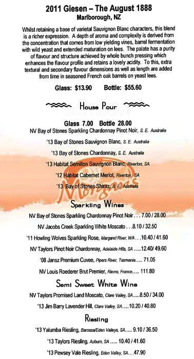 Menu at Morgans Seafood restaurant, Scarborough