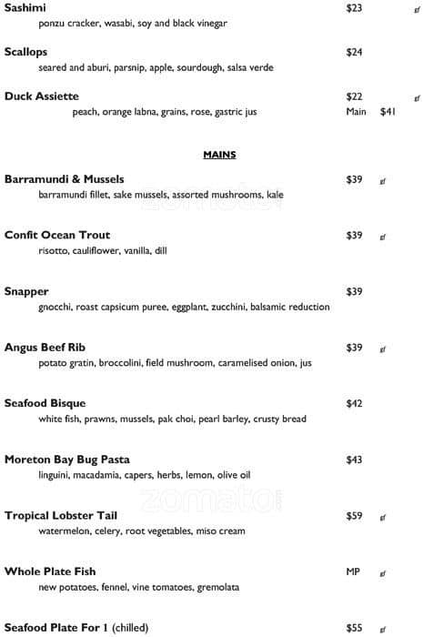 Menu at Morgans Seafood restaurant, Scarborough