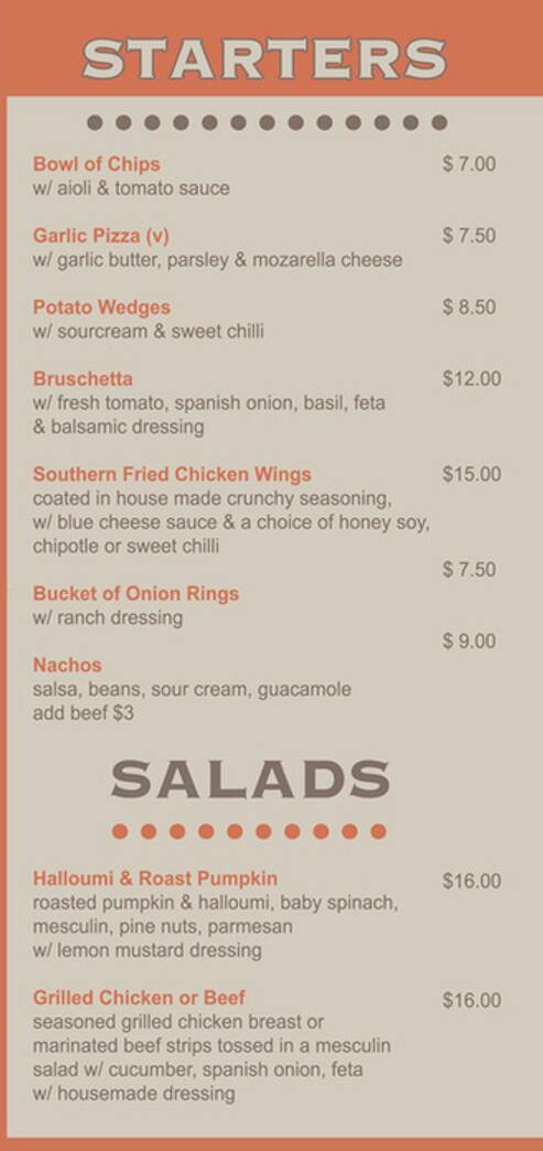 Menu at Hotel Metropole restaurant, Ipswich, 253 Brisbane St