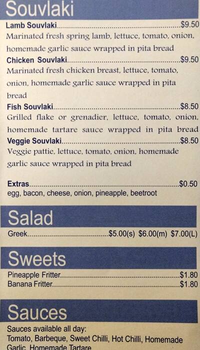 Menu at The Seafood Grill fast food, Beaumaris