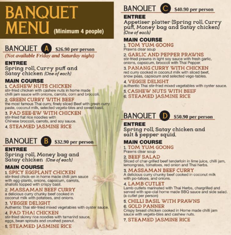 Menu at The Terrace Thai Bathurst restaurant, Bathurst