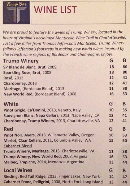 Menu at Trump Grill pub & bar, West New York