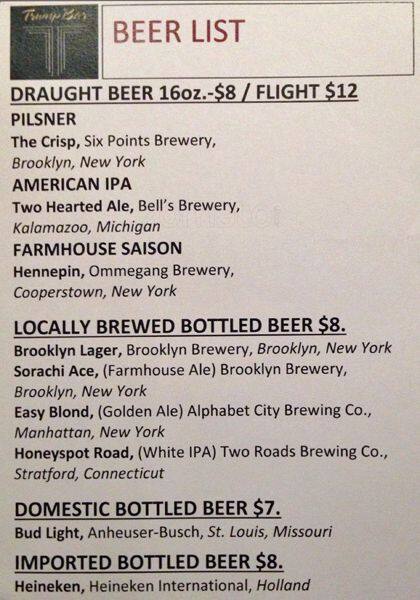 Menu at Trump Grill pub & bar, West New York