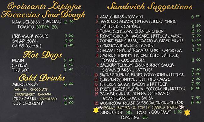 Menu at Small Talk Lunch Bar Cafe, Adelaide